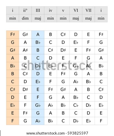 All Major Keys Chart Chord Types Stock Vector (Royalty Free) 593825597 ...