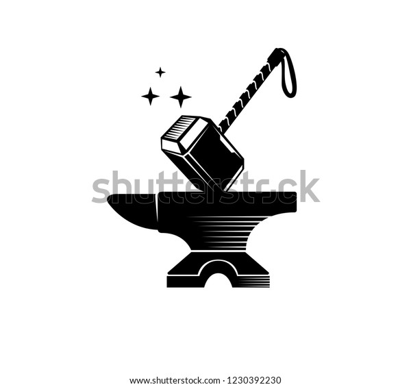 All Mighty Thunder Hammer Anvil Mythical Stock Vector (Royalty Free ...