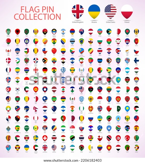 All National Flags World Names Pin Stock Vector (Royalty Free ...