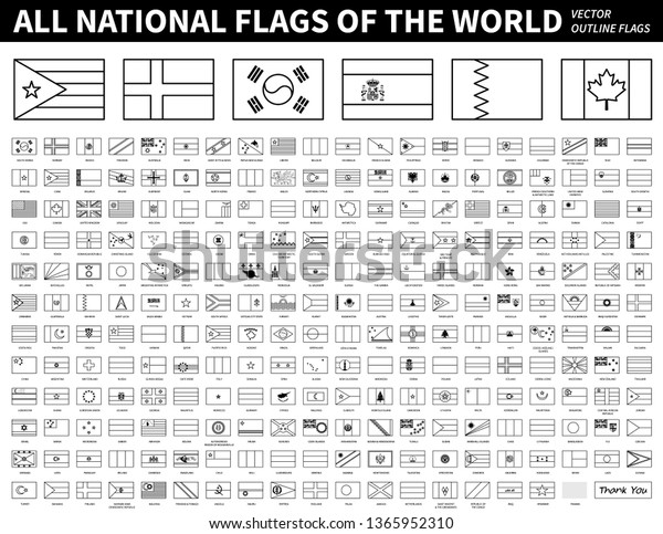 All National Flags World Outline Shape Stock Vector (Royalty Free ...