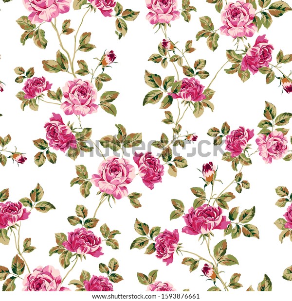 All Over Pink Vector Flowers Pattern Stock Vector (Royalty Free ...