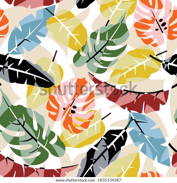 All Over Seamless Multi Color Leaf Stock Vector (Royalty Free ...