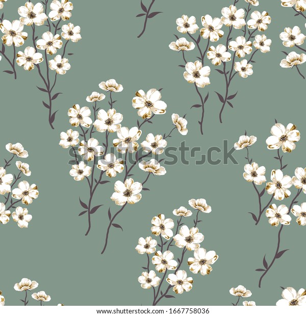 All Over Vector Flowers Pattern On Stock Vector (Royalty Free) 1667758036