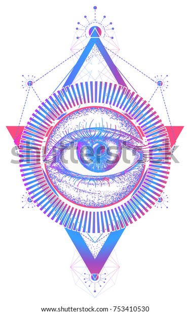 All Seeing Eye Color Tattoo Art Stock-vektor (royaltyfri) 753410530 ...