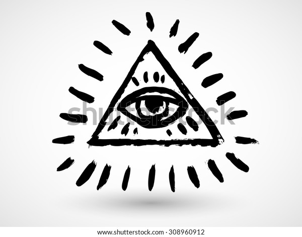 All Seeing Eye Pyramid Symbol Engraving Stock Vector (Royalty Free ...