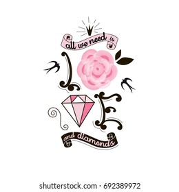 All We Need Love Diamonds Lettering Stock Vector (Royalty Free) 692389972