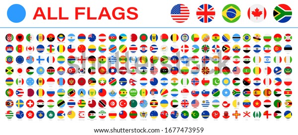 Vektor Stok All World Flags Vector Round Flat (Tanpa Royalti ...