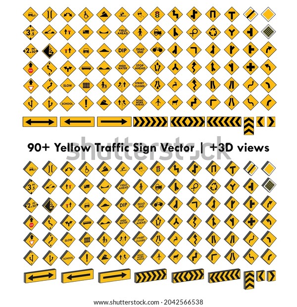 All Yellow Traffic Signs Vector Set Stock Vector (Royalty Free ...