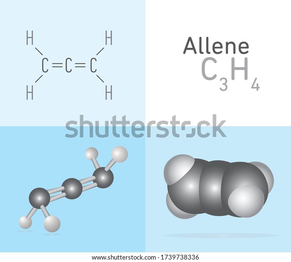 Allene Propadiene C3h4 Gas Molecule Two Stock Vector (Royalty Free ...