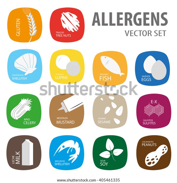 Allergens Colorful Icon Set Stock Vector (Royalty Free) 405461335 ...
