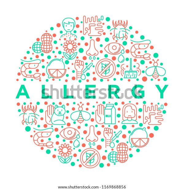 Allergy Concept Circle Thin Line Icons Stock Vector (Royalty Free ... Allergy Concept Circle Thin Line Icons Stock Vector (Royalty Free ...