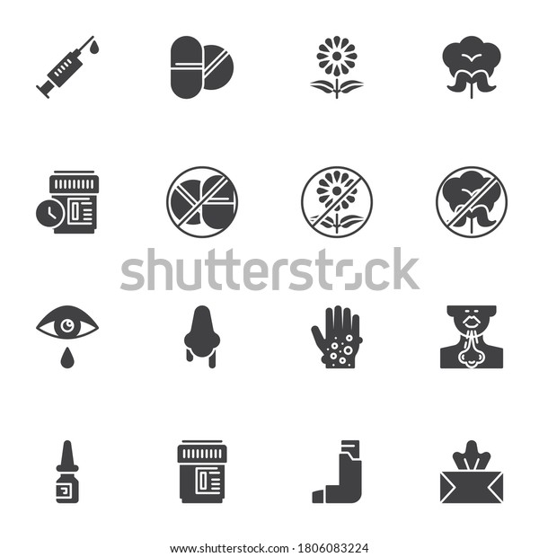 Allergy Symptoms Vector Icons Set Allergic Stock Vector (Royalty Free ...