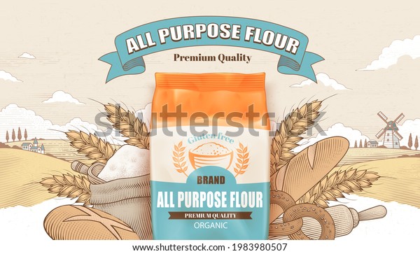 Allpurpose Flour Banner Ad Advertisement Labelled Stock Vector (Royalty ...