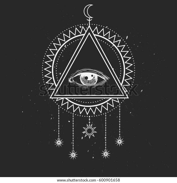 Allseeing Eye Symbol Sacred Geometry Third: vector de stock (libre de ...