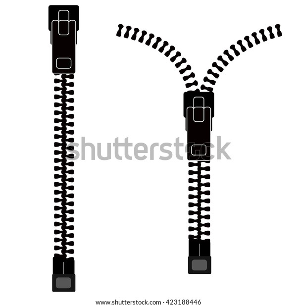Almost Open Closed Zipper Full Closed Stock Vector (Royalty Free) 423188446