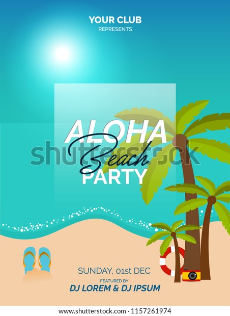Aloha Beach Party Vector Poster Design Stock Vector (Royalty Free ...