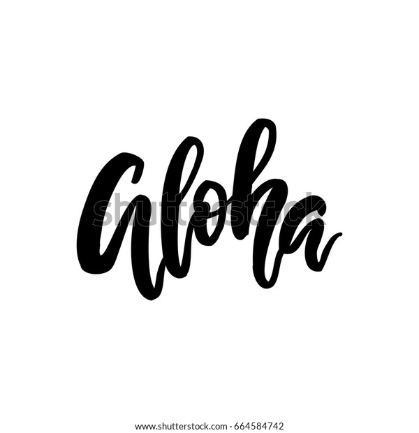 Aloha Brush Lettering Vocation Cards Banners: vector de stock (libre de ...