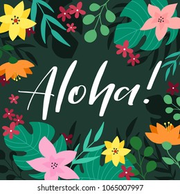 Aloha Cool Tropical Print Hand Lettered Stock Vector (Royalty Free ...