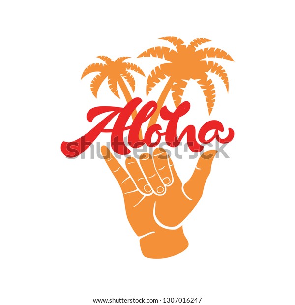 Aloha Poster Template Lettering Palms Vector Stock Vector (Royalty Free ...