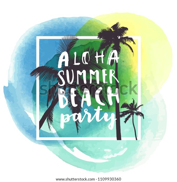 Aloha Summer Beach Party Modern Calligraphic Stock Vector (Royalty Free ...