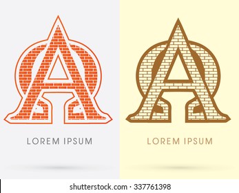Vektor Stok Alpha Omega Brick Construction Font Graphic (Tanpa Royalti ...