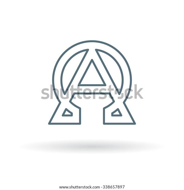 Alpha and Omega icon. Beginning and end sign. Greek symbol. Thin line ...