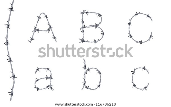 Alphabet Barbed Wire Font Letters B Stock Vector (Royalty Free) 116786218