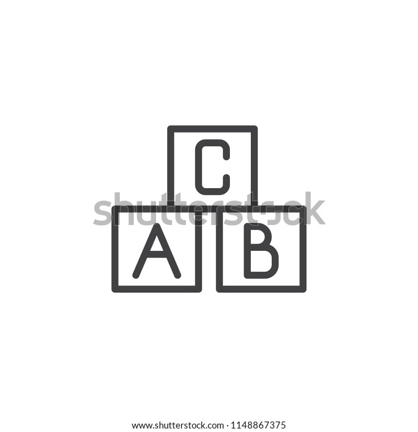 Alphabet Blocks Outline Icon Linear Style Stock Vector (Royalty Free ...