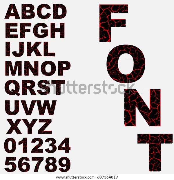 Alphabet Broken Cracked Font Template Letters Stock Vector (Royalty ...