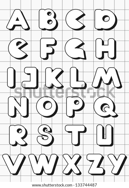 Alphabet Cartoon Style Letters Stock Vector (Royalty Free) 133744487 ...