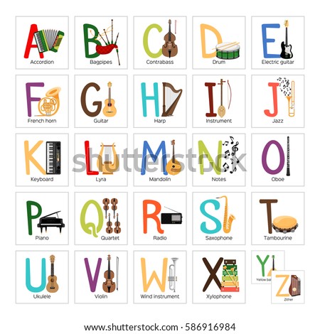 Alphabet Different Musical Instruments Stock Vector (Royalty Free ...