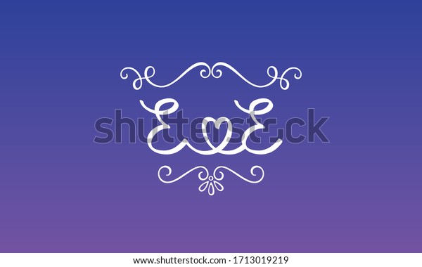 Alphabet E and E Logo couple name for wedding save the date monogram ...