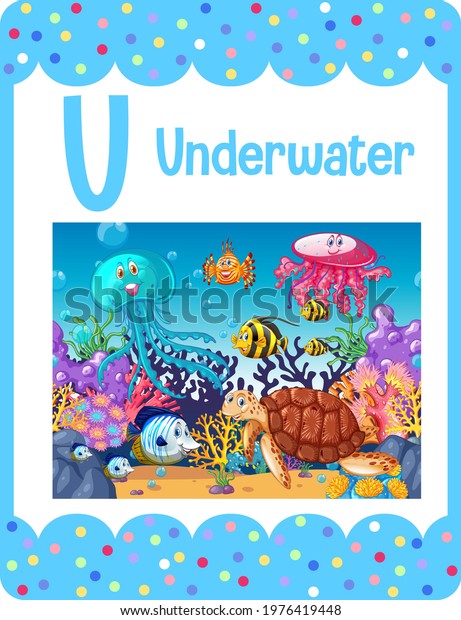 Alphabet Flashcard Letter U Underwater Illustration Stock Vector ...