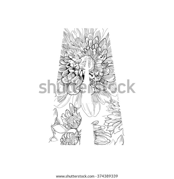 Alphabet Flowers Drawing Vector Letter Stock Vector (Royalty Free ...