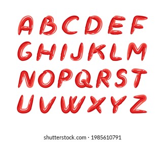 Alphabet Font Red Letters Vector Illustration Stock Vector (Royalty ...