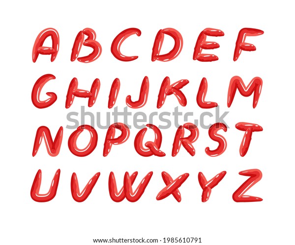 Alphabet Font Red Letters Vector Illustration Stock Vector (Royalty ...