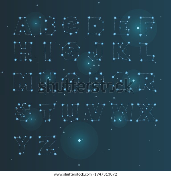 Alphabet Form Constellation Bright Cosmic Letters Stock Vector (Royalty ...