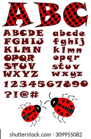 Alphabet Ladybug Style Uppercase Lowercase Letters Stock Vector ...