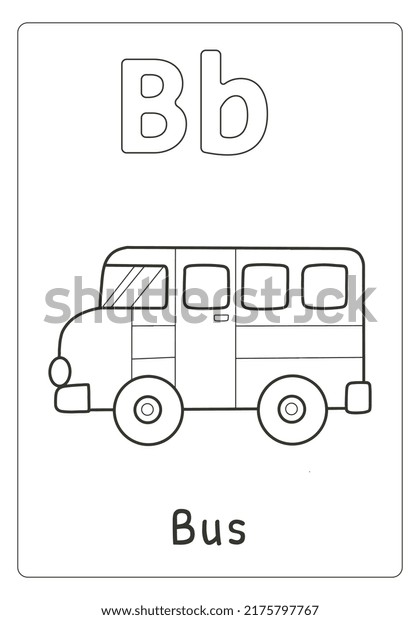 Vektor Stok Alphabet Letter B Bus Coloring Page (Tanpa Royalti ...
