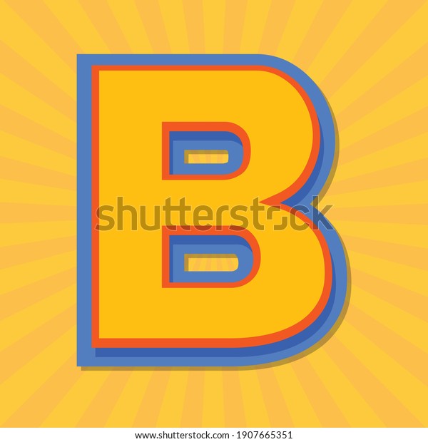 Alphabet Letter B Yellow Sun Rays Stock Vector (Royalty Free ...