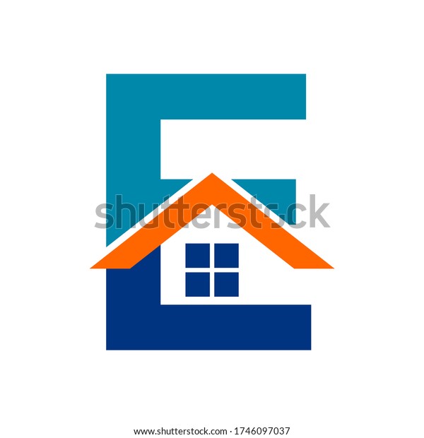 Alphabet Letter E Home Logo Design Stock Vector (Royalty Free ...