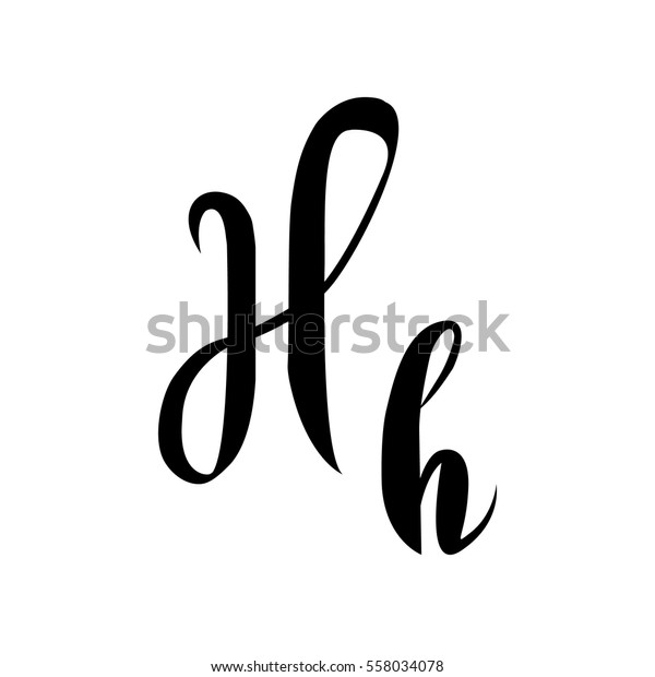 Alphabet Letter H Lettering Vector Calligraphy 스톡 벡터(로열티 프리) 558034078