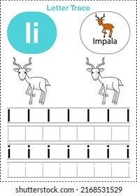 Alphabet Letter Tracing Impala Stock Vector (Royalty Free) 2168531529 ...