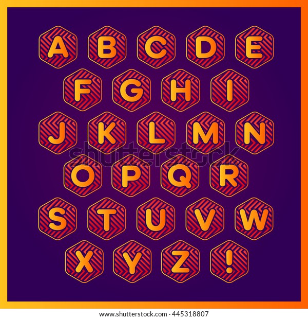 Alphabet Letters Hexagon Stock Vector (Royalty Free) 445318807 ...