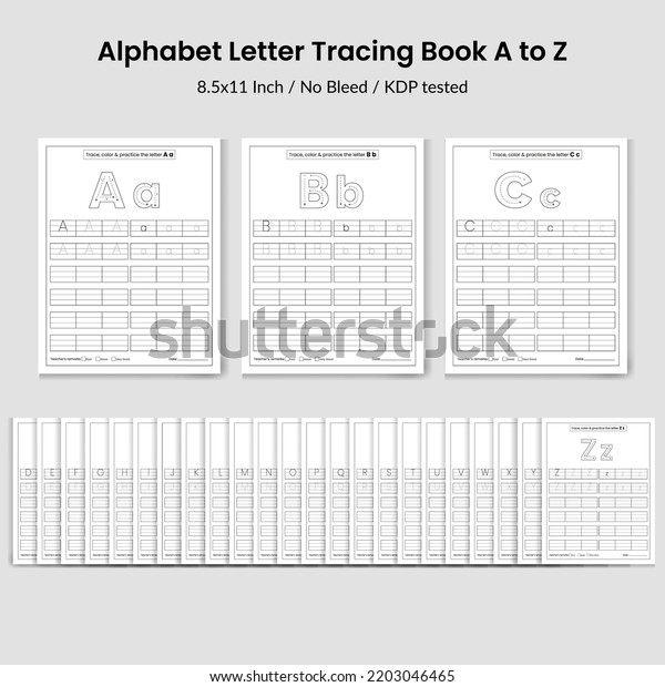 Alphabet Letters Tracing Abc Activities Educational Stock Vector ...
