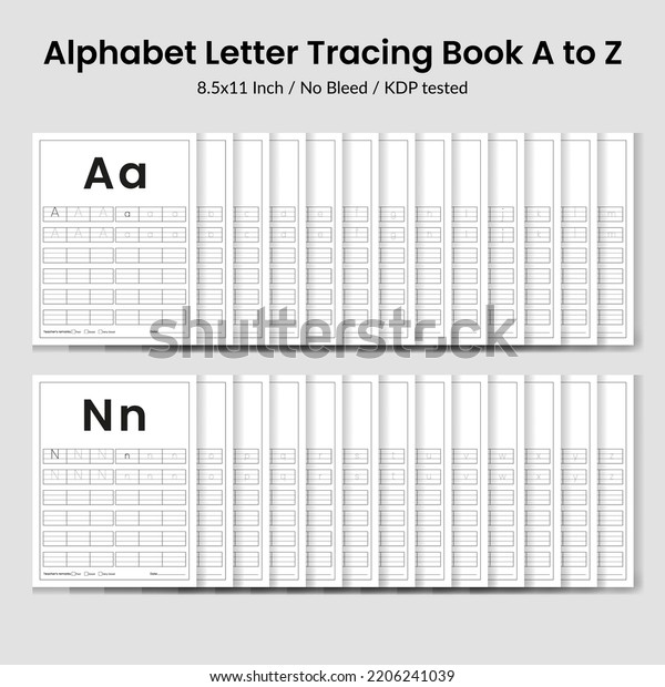 Alphabet Letters Tracing Abc Activities Educational Stock Vector ...