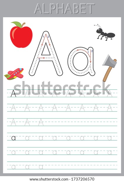 Alphabet Letters Tracing Worksheet Abc Activities Stock Vector (Royalty ...