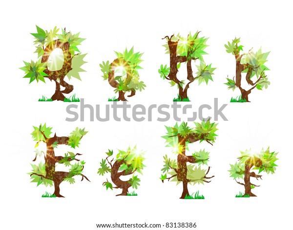 Alphabet Made Green Bushes Stock Vector (Royalty Free) 83138386