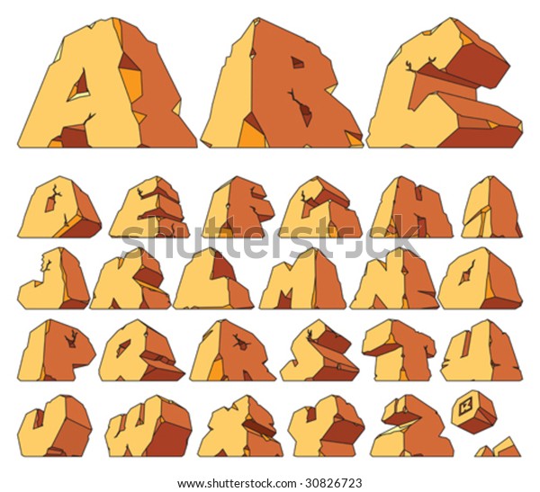 Alphabet Made Stone Letters Vector Illustration Stock Vector (Royalty ...