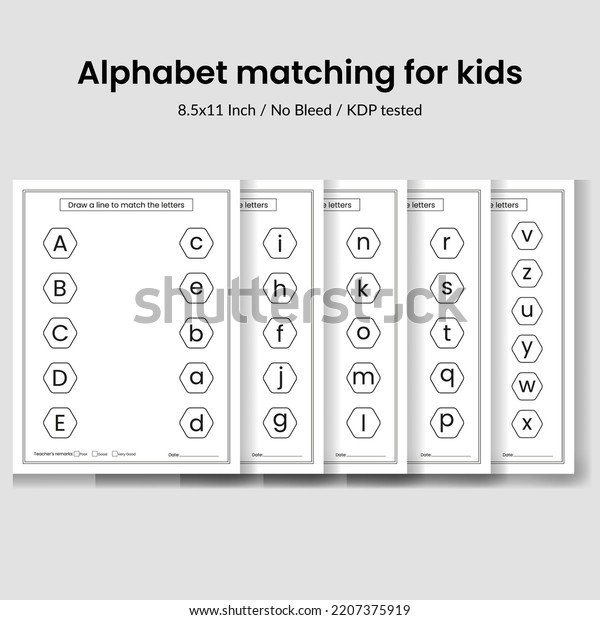 Alphabet Matching Game Educational Alphabet Worksheetread Stock Vector ...